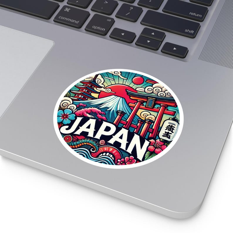 Japan Travel Sticker Mount Fuji Torii & Pagoda Art for Car, Tablet ...