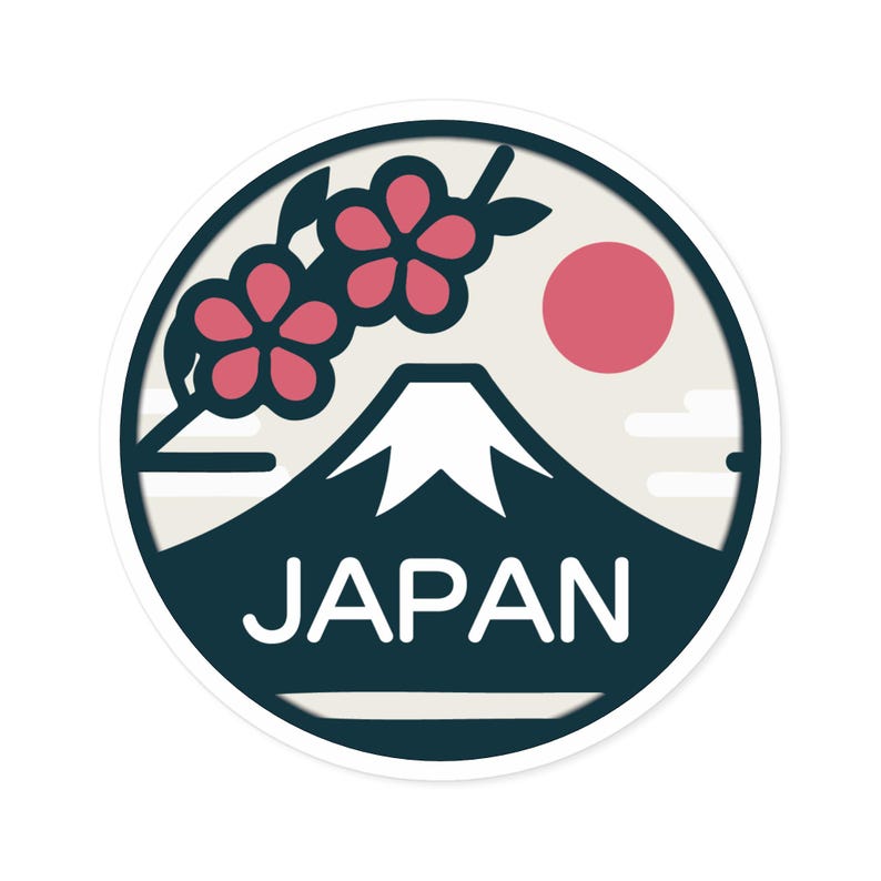 Mount Fuji Japan Sticker | 4 Inch Round Vinyl Decal | Japanese ...