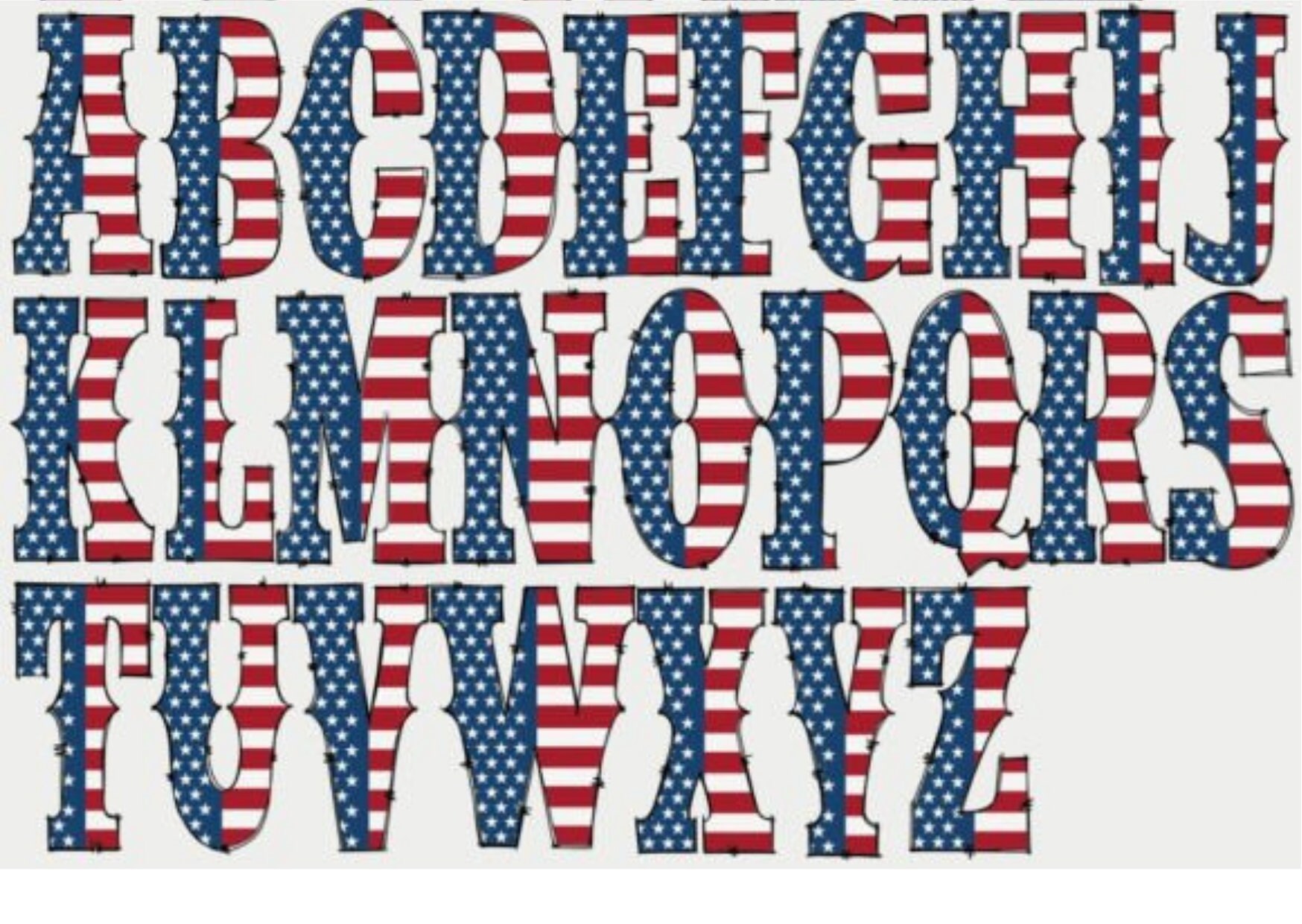 USA Doodle Letters Alphabet and Numbers PNG Files, Transparent ...