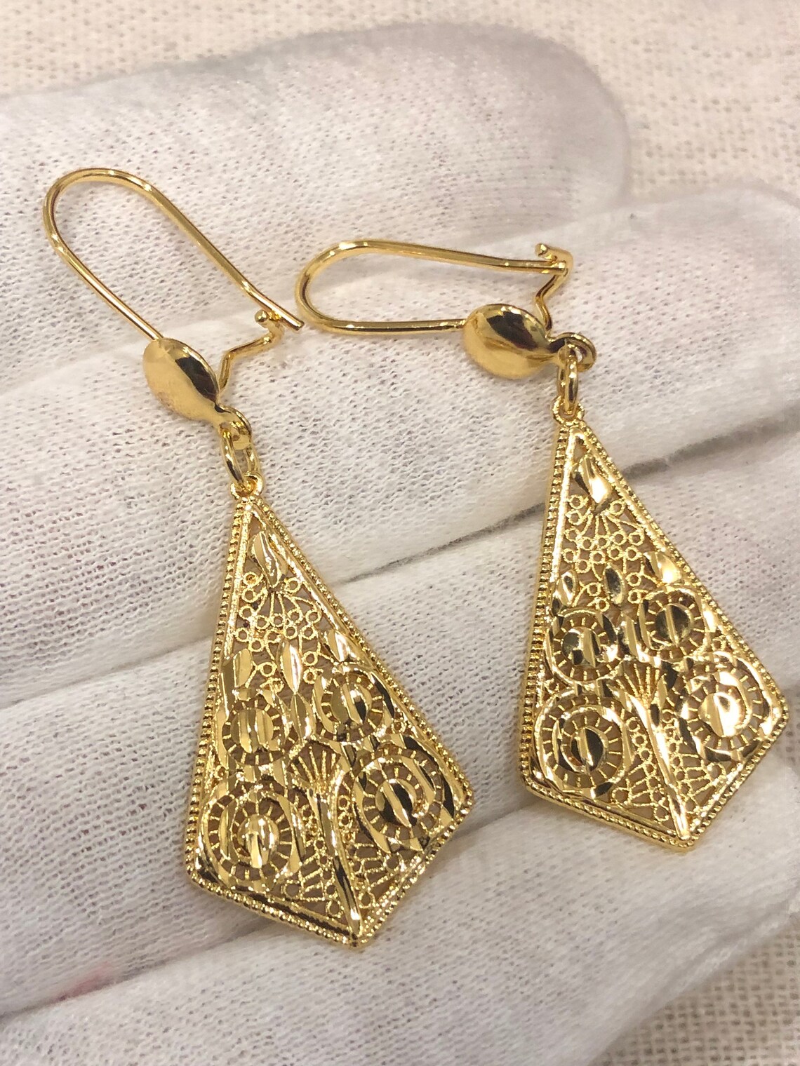 24 K Gold Filled Dangle and Drop Earrings, Bridal Jewelry - Etsy