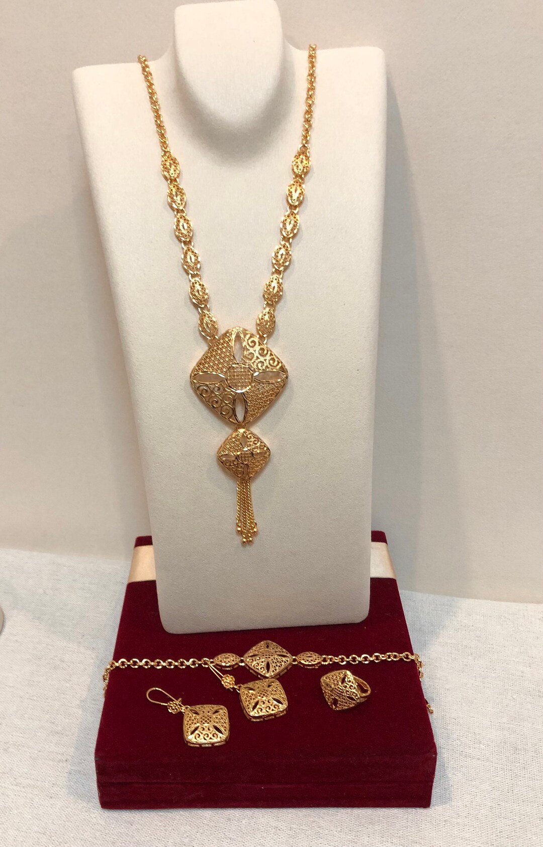 24 K Gold Plated Bridal Jewelry Set, Arab Jewelry - Etsy