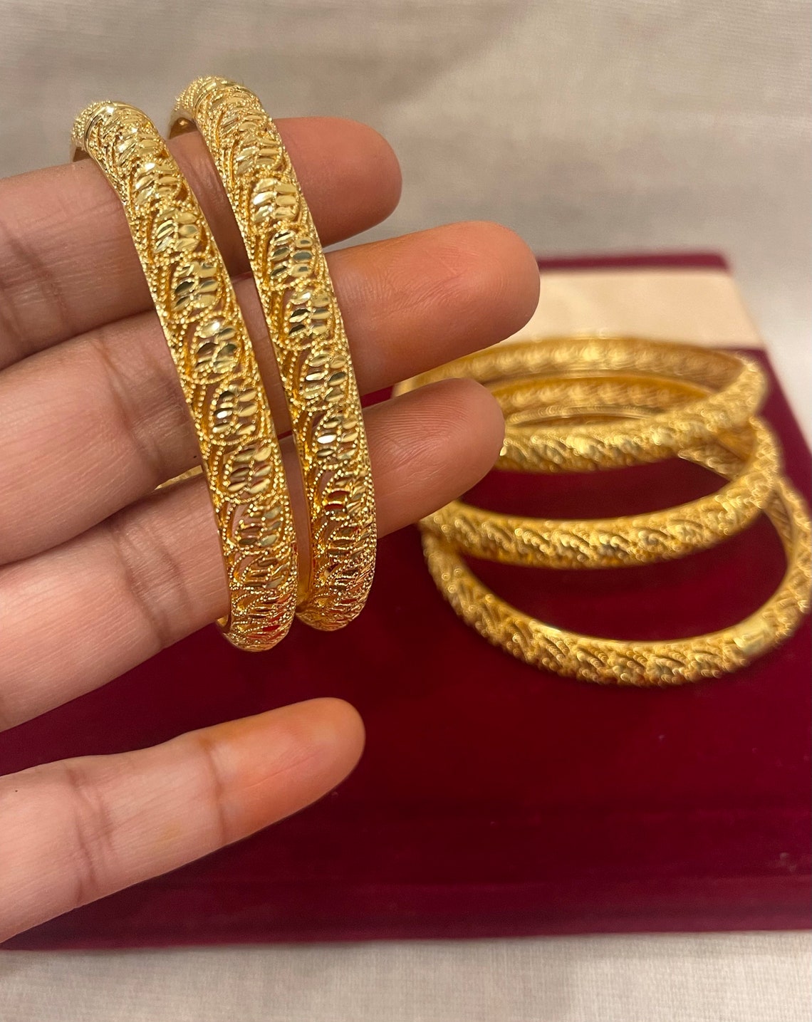 24k Gold Plated Bangles, Indian Bridal Bangles, Handmade Bracelet for ...