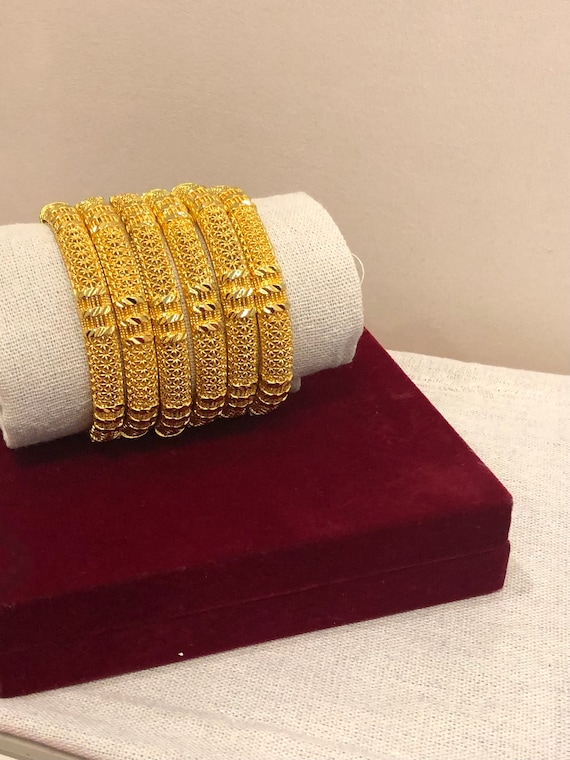 24k Gold Plated Bangles Indian Bridal Bangles Handmade Bracelet for Women Etsy