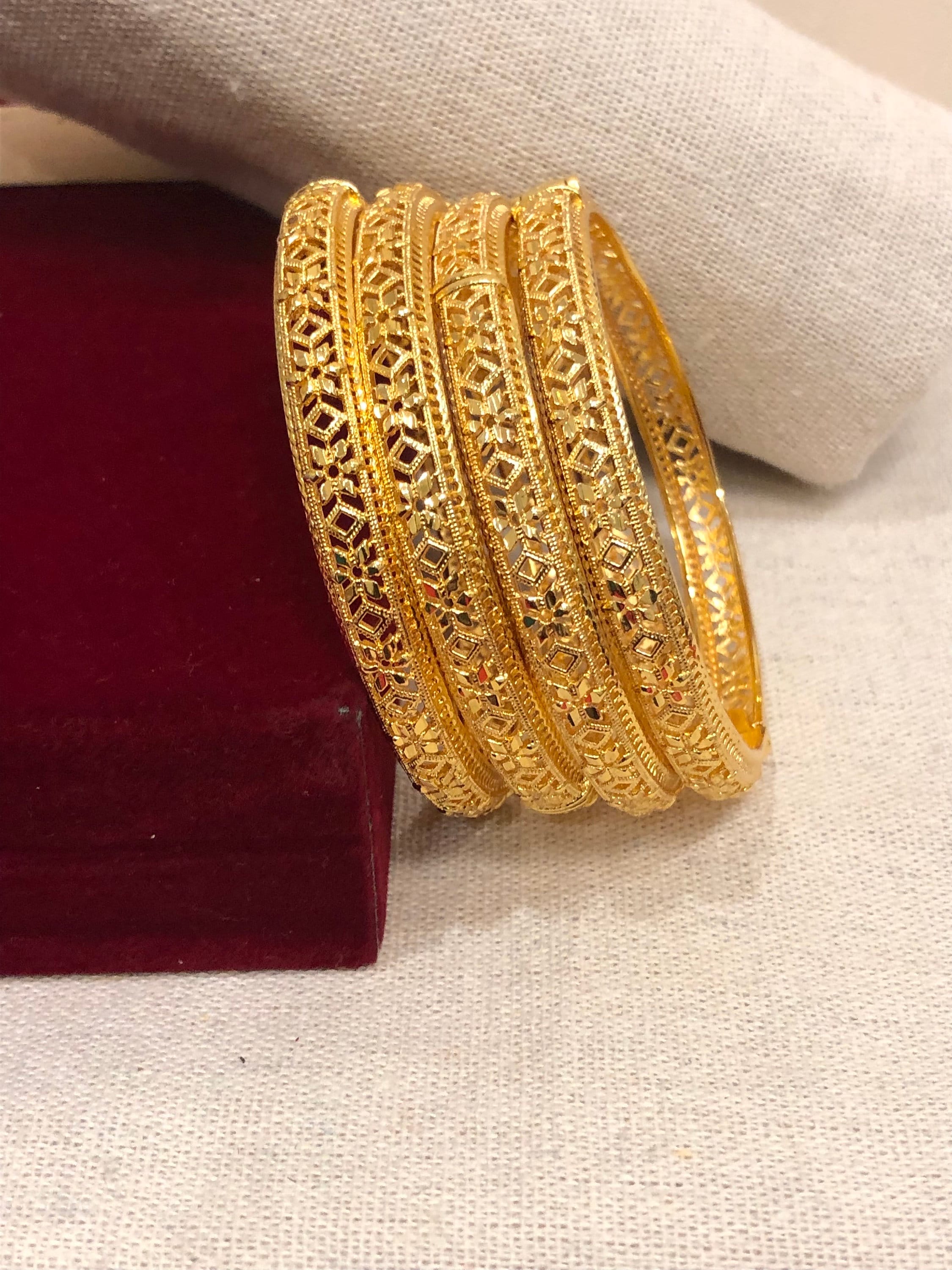 24k Gold Plated Bangles, Indian Bridal Bangles, Handmade Bracelet for ...