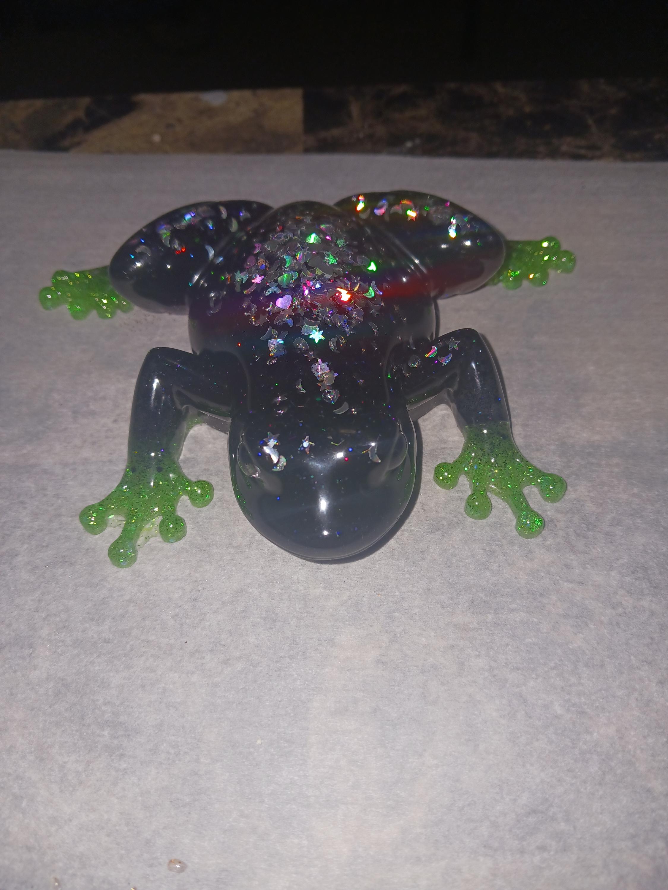 Sparkle Sprite – Holographic Resin Frog Figurine - Etsy