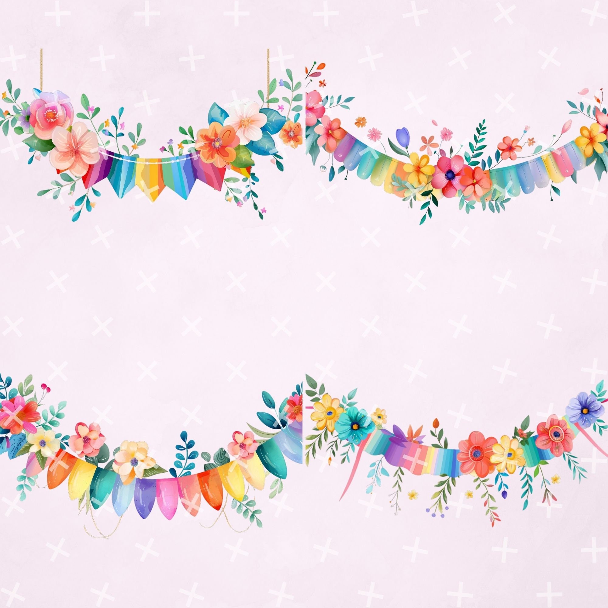 Rainbow Floral Clipart TRANSPARENT PNG, Flower Png, Rainbow Colors ...
