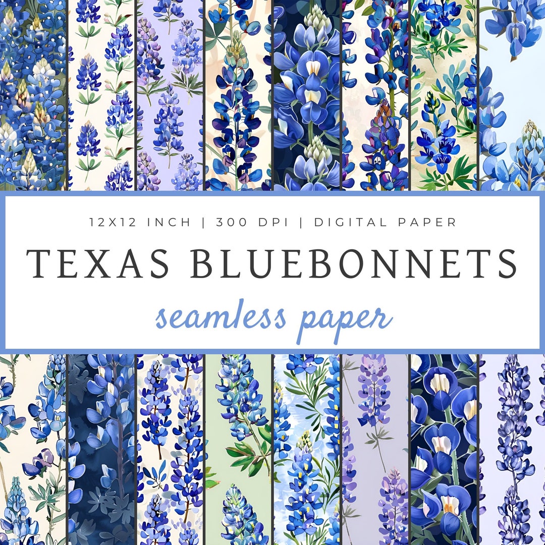 Texas Bluebonnet DIGITAL SCRAPBOOK PAPER Printable Paper, Seamless Blue ...