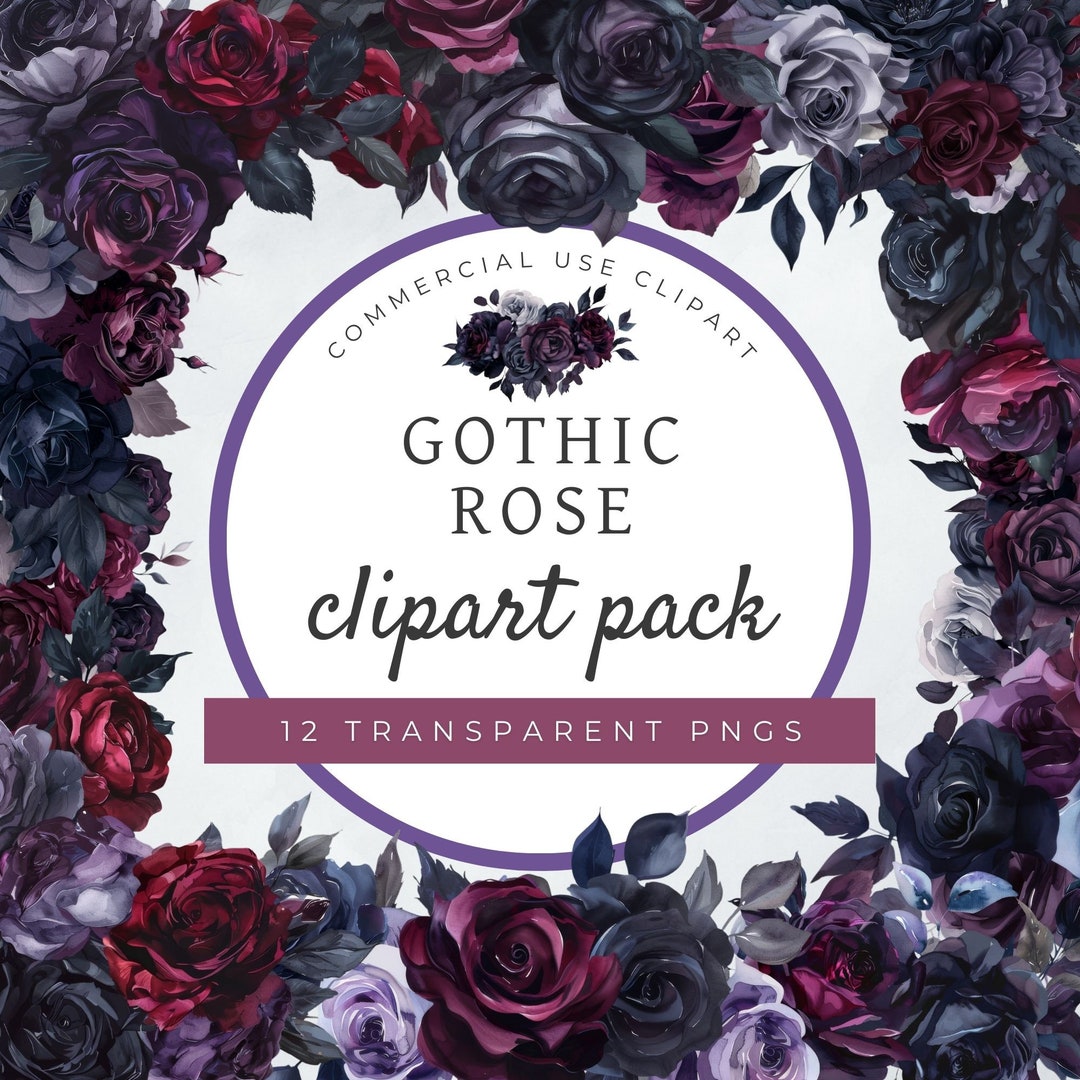 Gothic Rose Clipart TRANSPARENT PNG, Roses Png, Moody Floral, Black ...