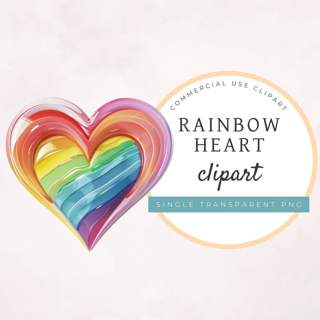 Rainbow Heart Clipart SINGLE TRANSPARENT PNG, Commercial Use, Digital ...