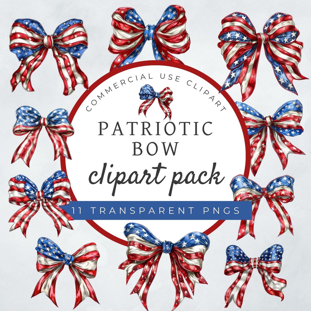 American Flag Bow TRANSPARENT PNG ART Coquette Bow, Fourth of July ...