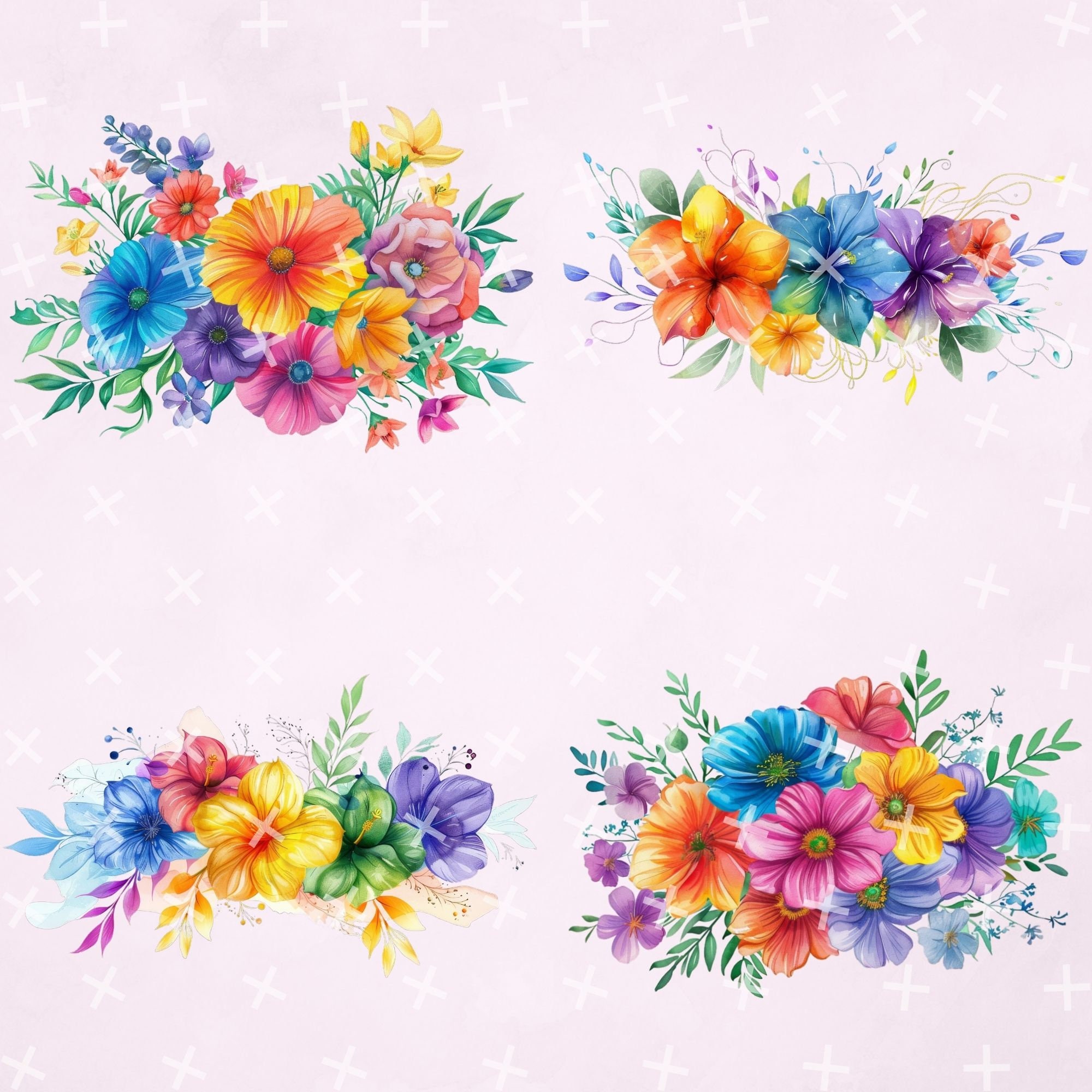 Rainbow Floral Clipart TRANSPARENT PNG, Flower Png, Rainbow Colors ...