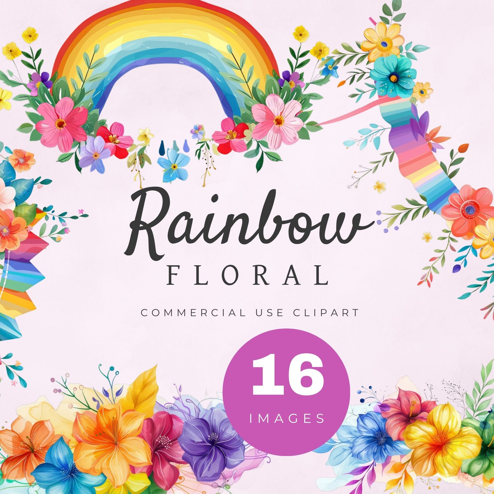 Rainbow Floral Clipart TRANSPARENT PNG, Flower Png, Rainbow Colors ...