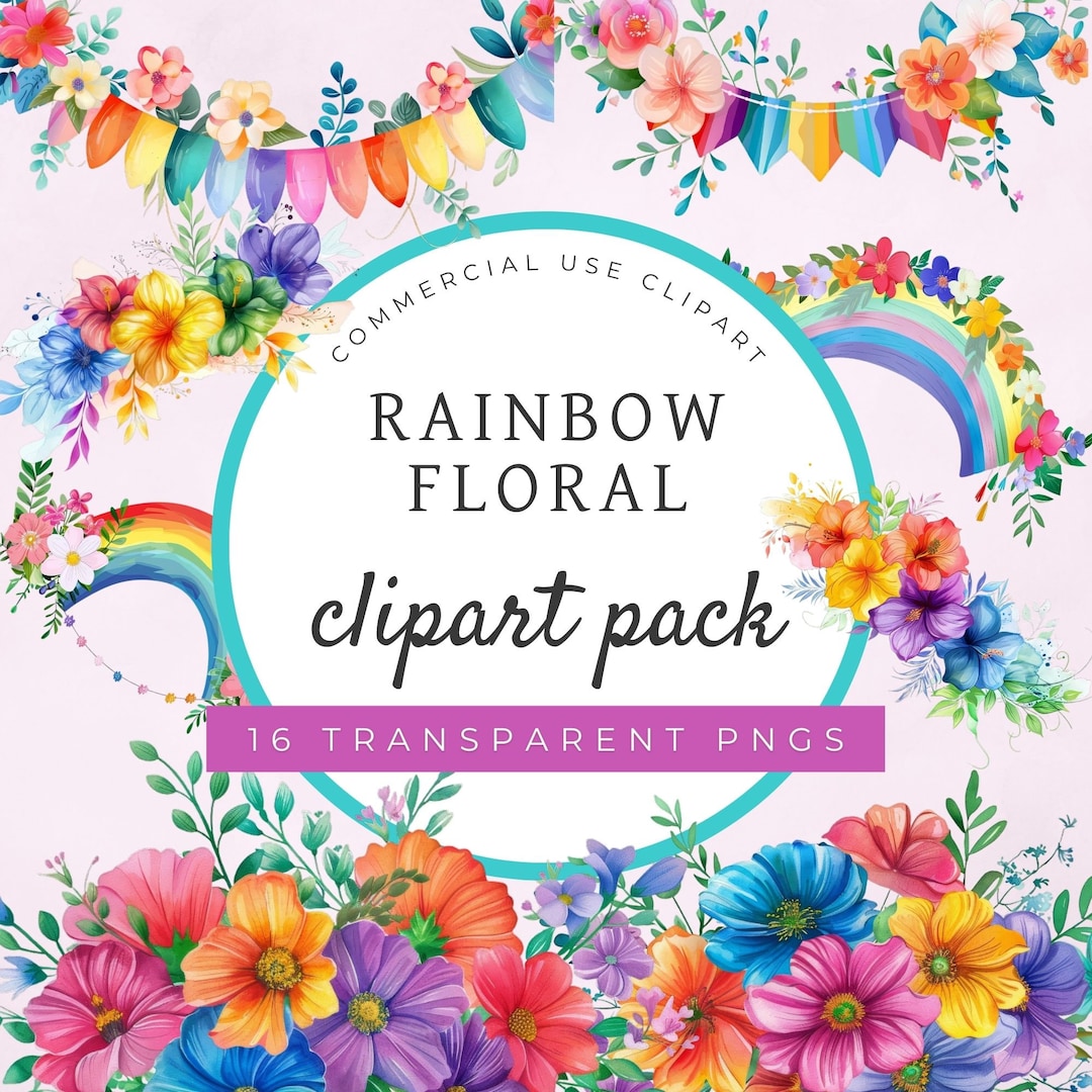 Rainbow Floral Clipart TRANSPARENT PNG, Flower Png, Rainbow Colors ...