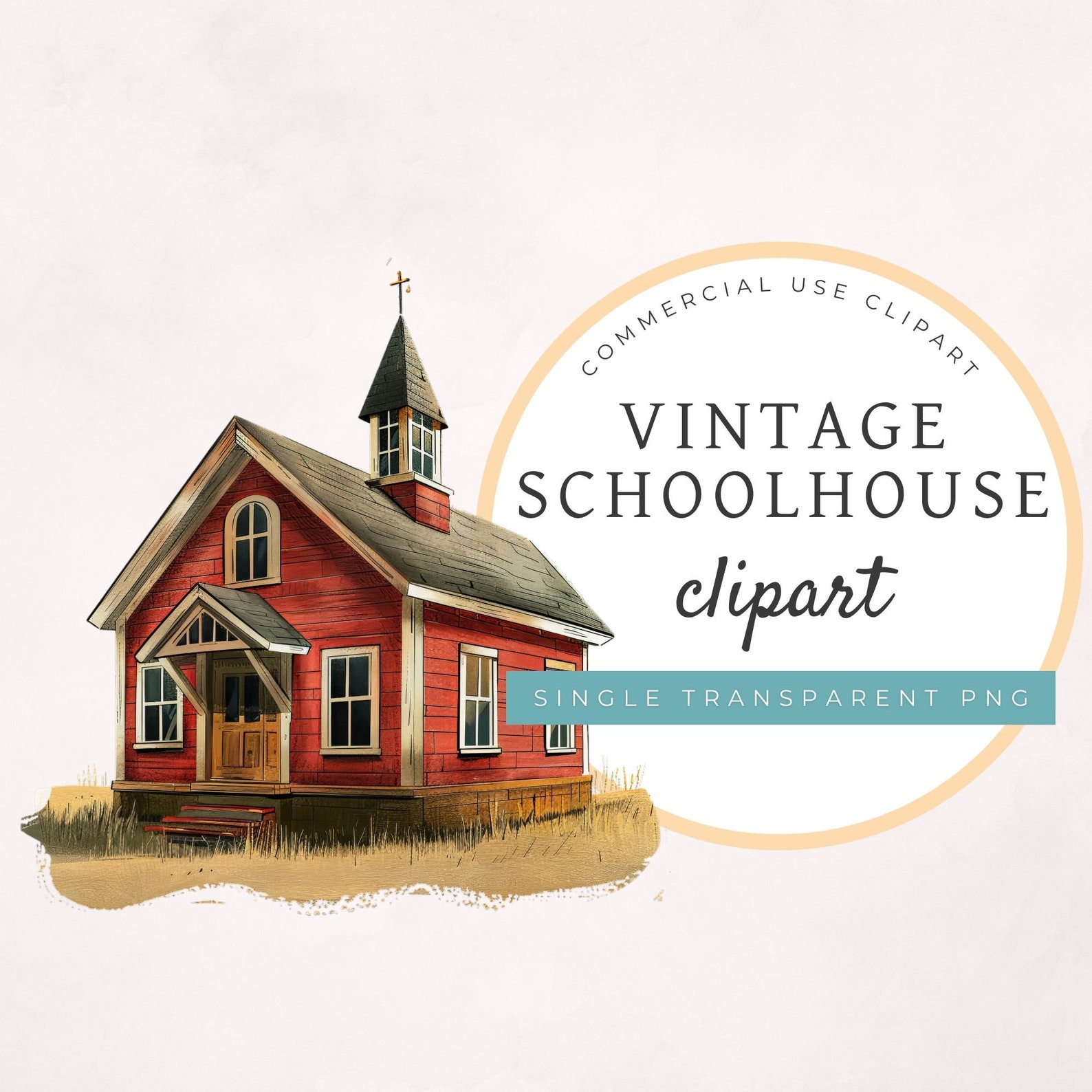 Vintage Schoolhouse Clipart SINGLE TRANSPARENT PNG, Commercial Use ...