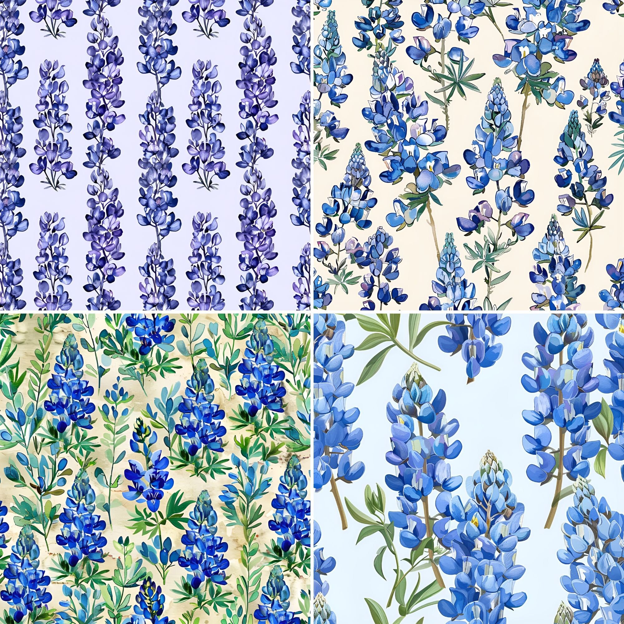 Texas Bluebonnet DIGITAL SCRAPBOOK PAPER Printable Paper, Seamless Blue ...