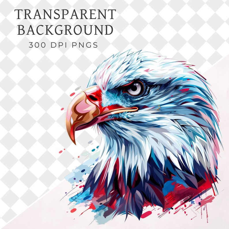 Patriotic Eagle Clipart SINGLE TRANSPARENT PNG, Commercial Use, Digital ...
