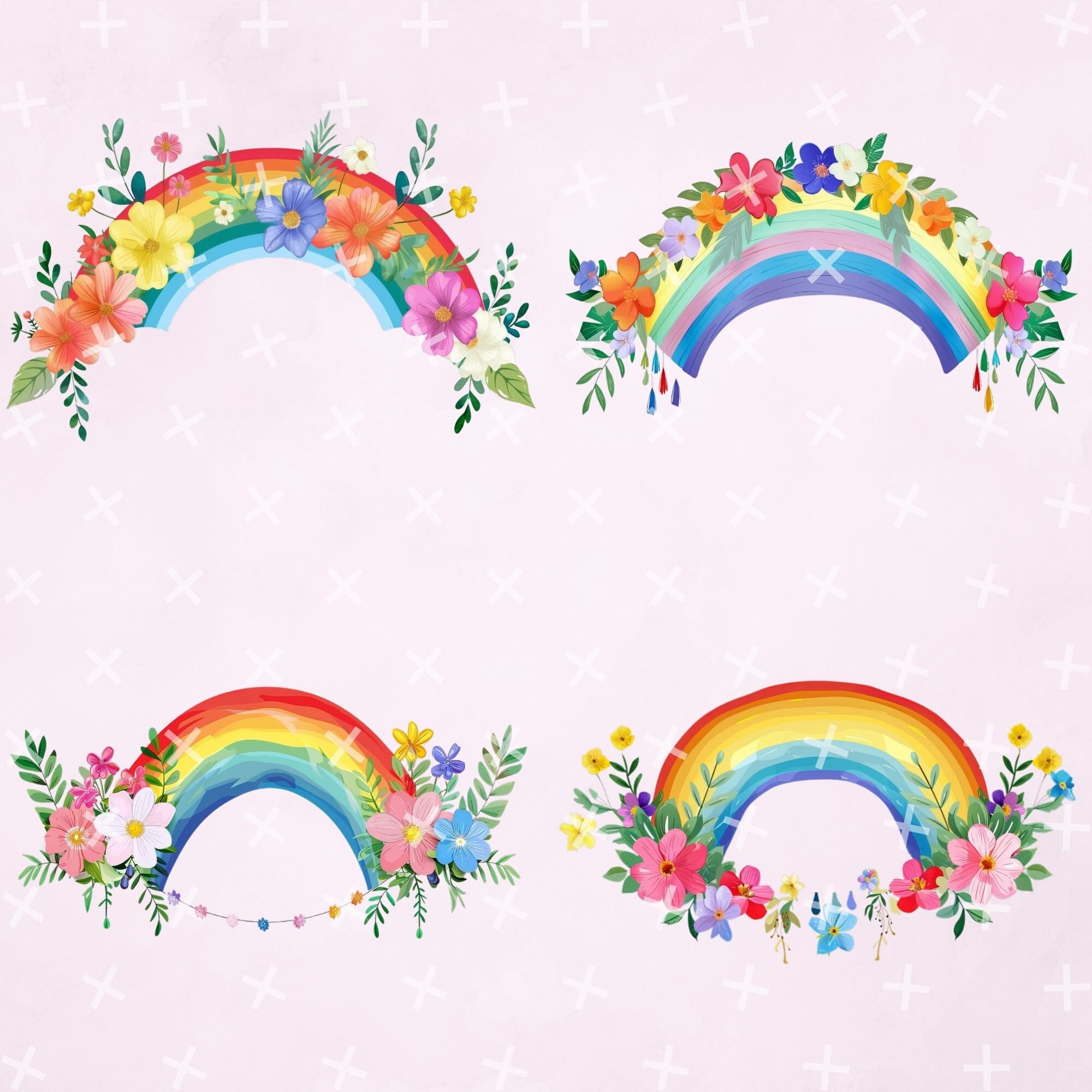 Rainbow Floral Clipart TRANSPARENT PNG, Flower Png, Rainbow Colors ...