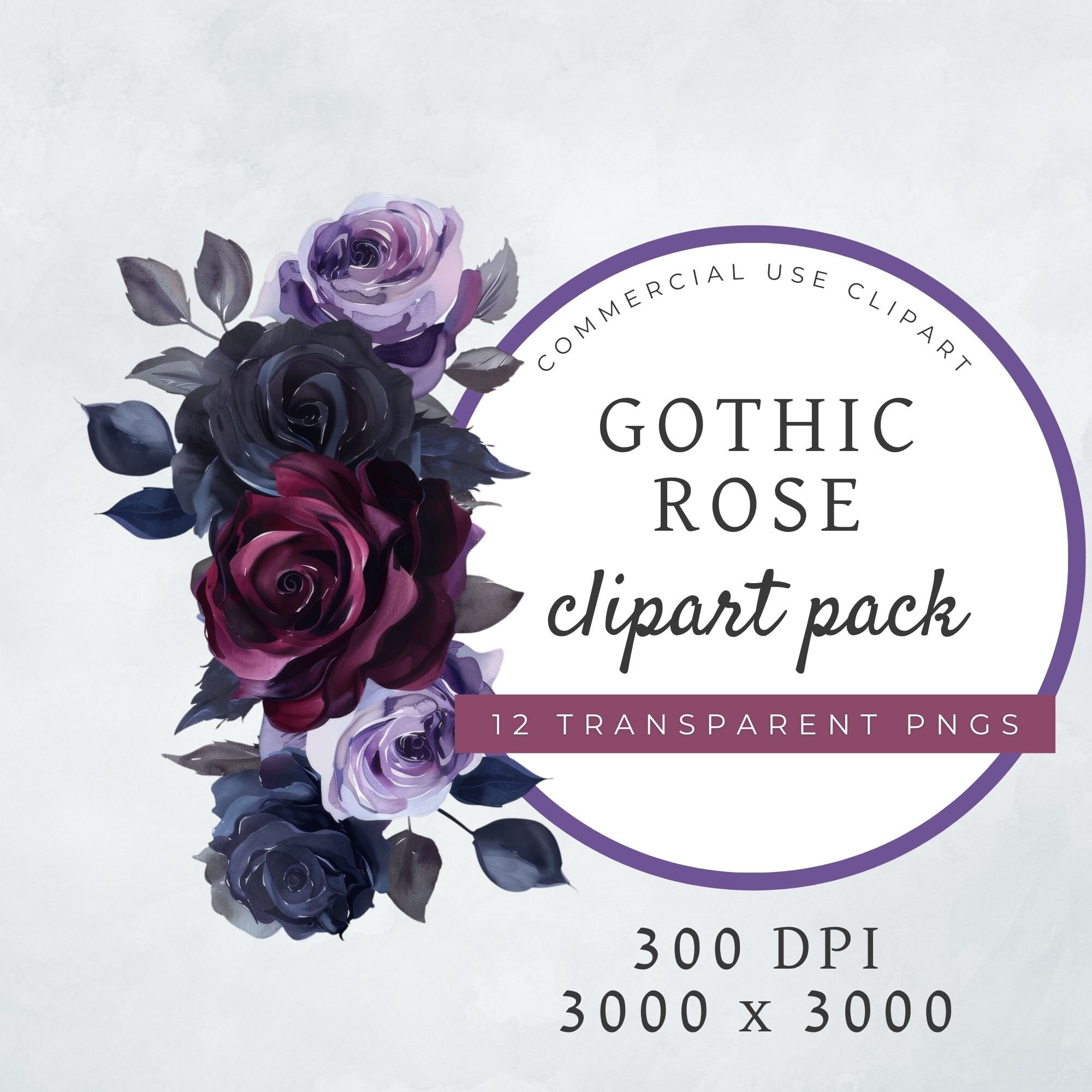 Gothic Rose Clipart TRANSPARENT PNG, Roses Png, Moody Floral, Black ...