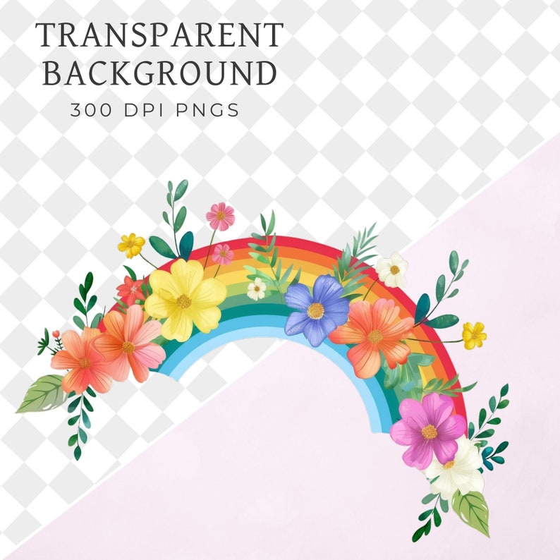 Rainbow Floral Clipart TRANSPARENT PNG, Flower Png, Rainbow Colors ...