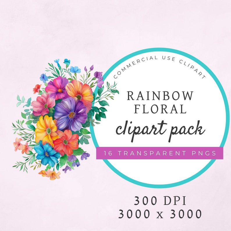 Rainbow Floral Clipart TRANSPARENT PNG, Flower Png, Rainbow Colors ...