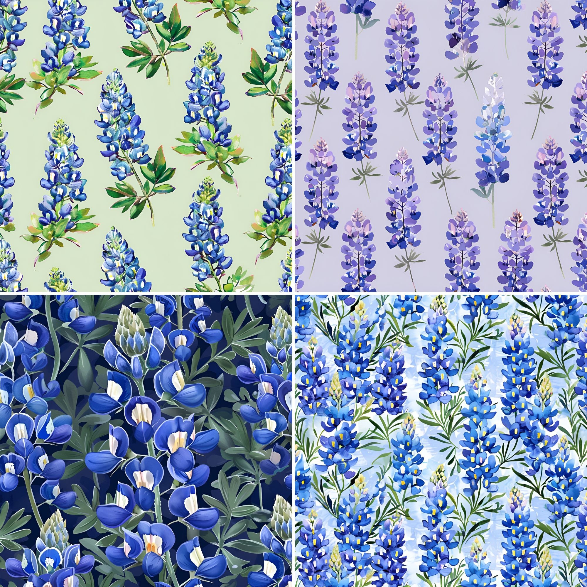 Texas Bluebonnet DIGITAL SCRAPBOOK PAPER Printable Paper, Seamless Blue ...