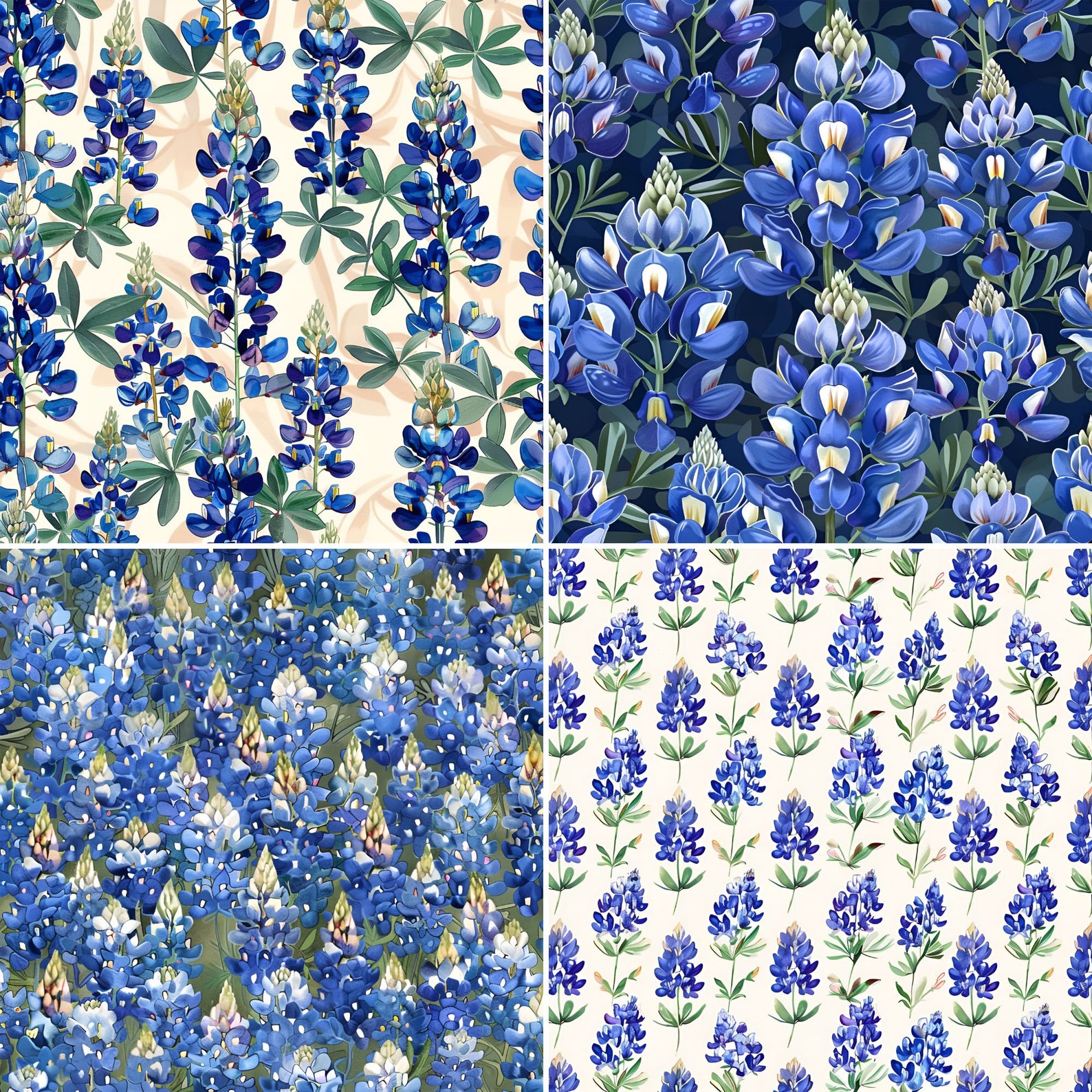 Texas Bluebonnet DIGITAL SCRAPBOOK PAPER Printable Paper, Seamless Blue ...