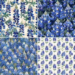 Texas Bluebonnet DIGITAL SCRAPBOOK PAPER Printable Paper, Seamless Blue ...