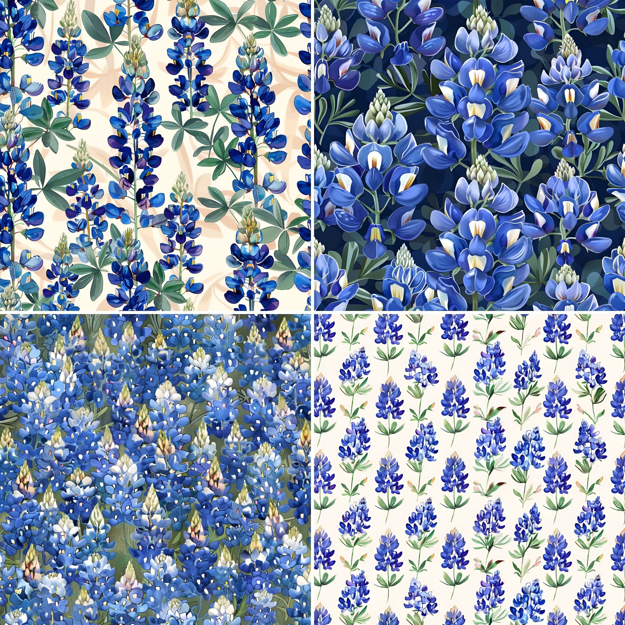 Texas Bluebonnet DIGITAL SCRAPBOOK PAPER Printable Paper, Seamless Blue ...