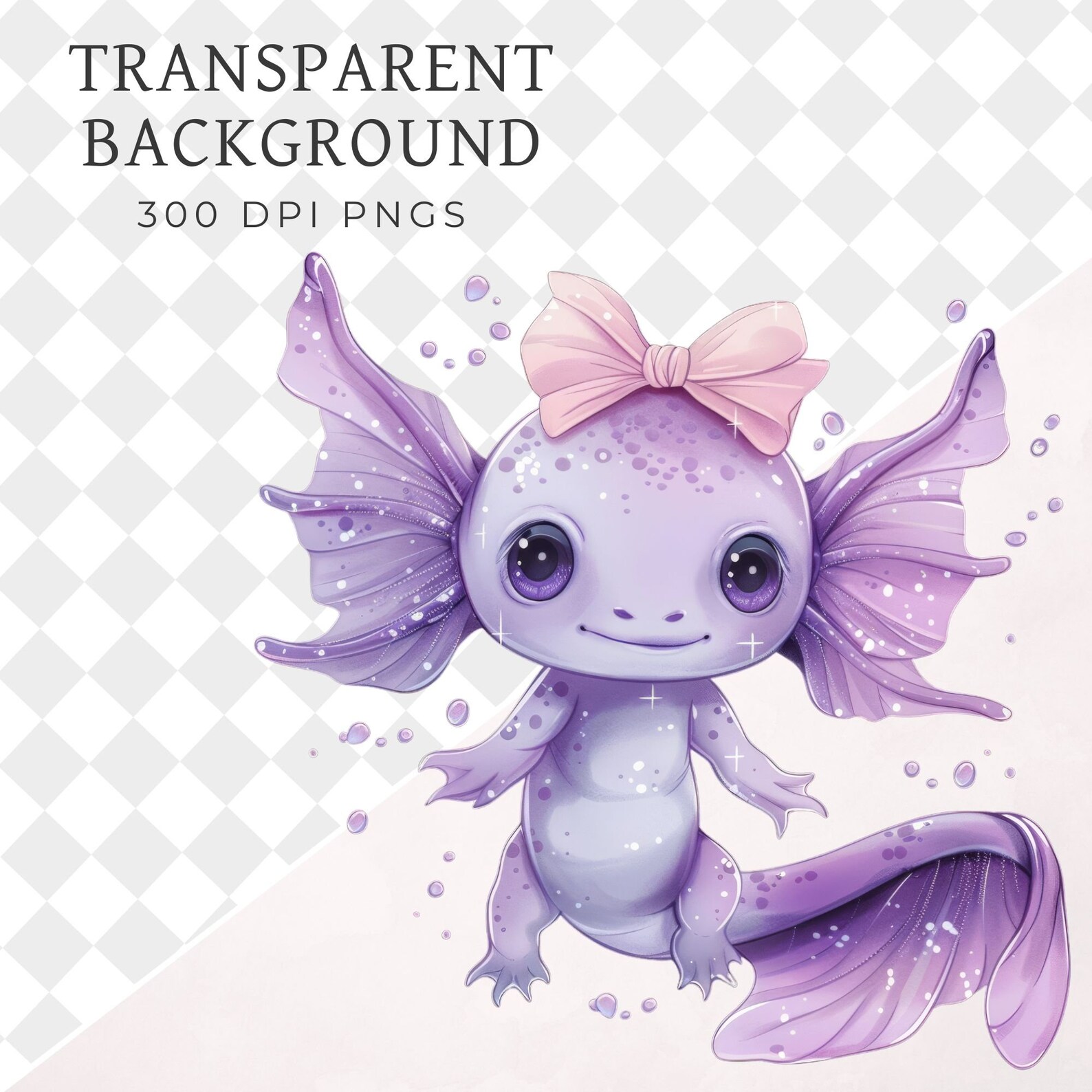 Cute Purple Axolotl Clipart SINGLE TRANSPARENT PNG, Commercial Use ...