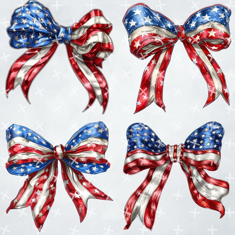 American Flag Bow TRANSPARENT PNG ART Coquette Bow, Fourth of July ...