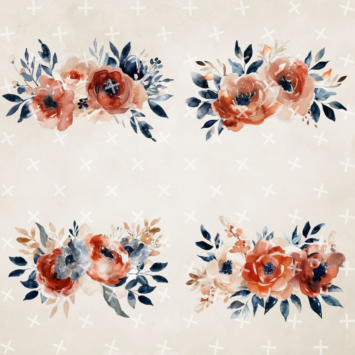 Burnt Orange Floral Clipart TRANSPARENT PNG ART Wedding Flowers ...