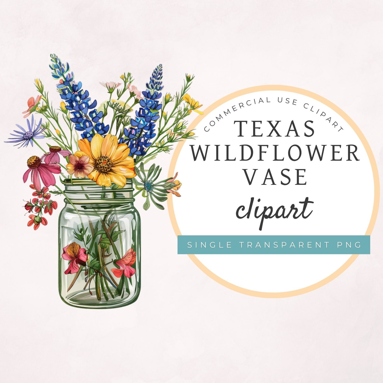 Texas Wildflowers Clipart SINGLE TRANSPARENT PNG, Commercial Use ...