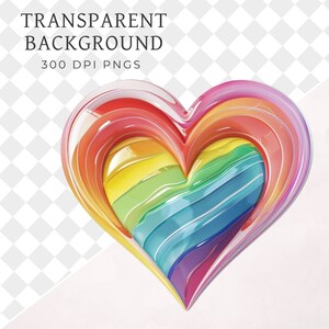 Rainbow Heart Clipart SINGLE TRANSPARENT PNG, Commercial Use, Digital ...