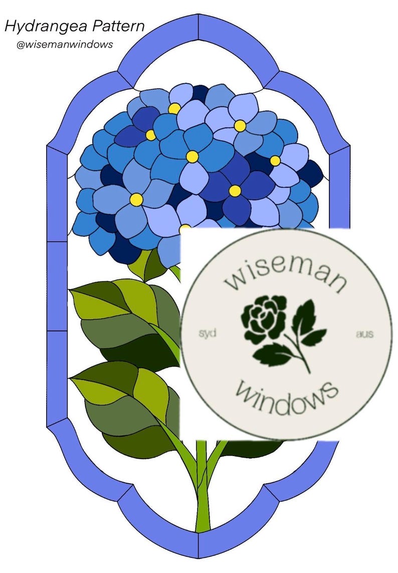 Stained Glass Pattern - Hydrangea - Etsy