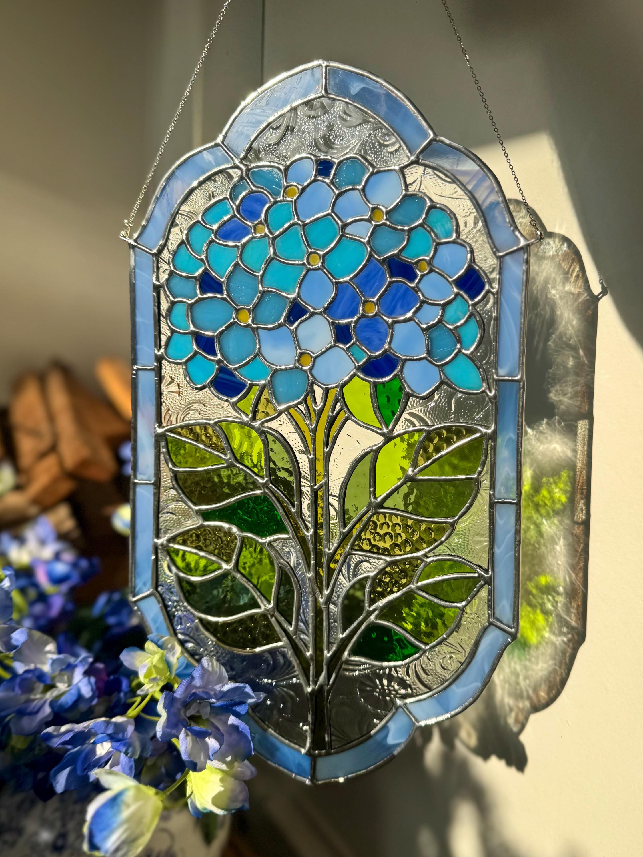 Stained Glass Pattern - Hydrangea - Etsy