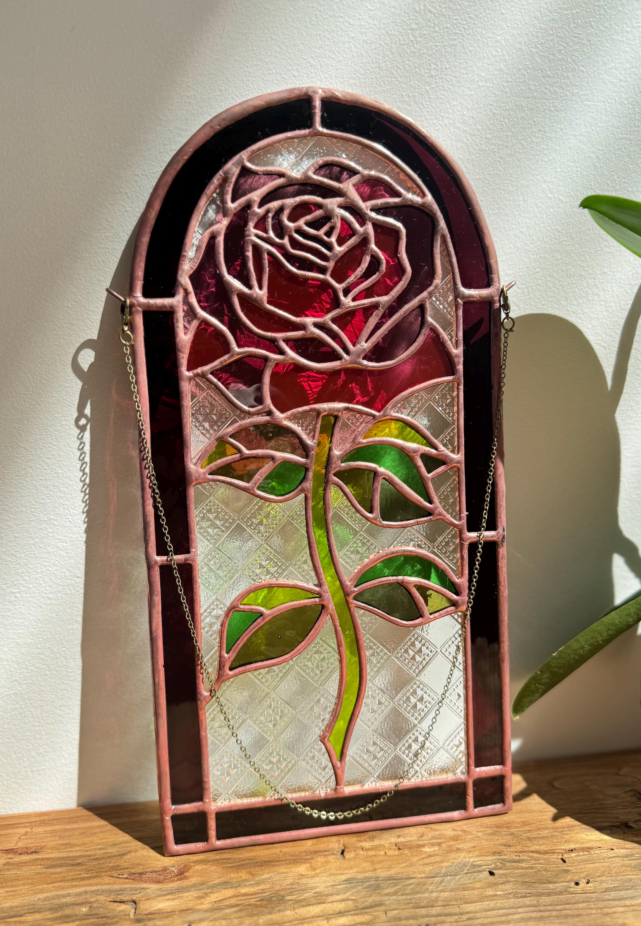 Stained Glass Pattern - Rose - Etsy