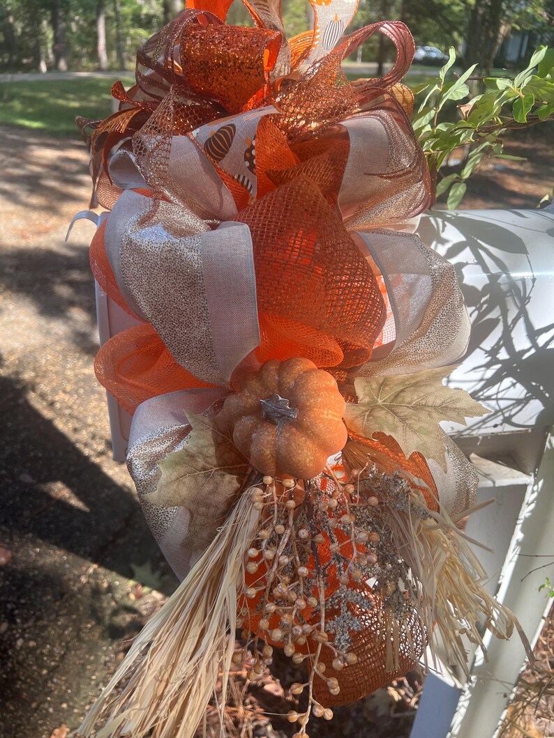 Fall Mailbox Swag, Large Fall Centerpiece, Mailbox Garland Swag for ...