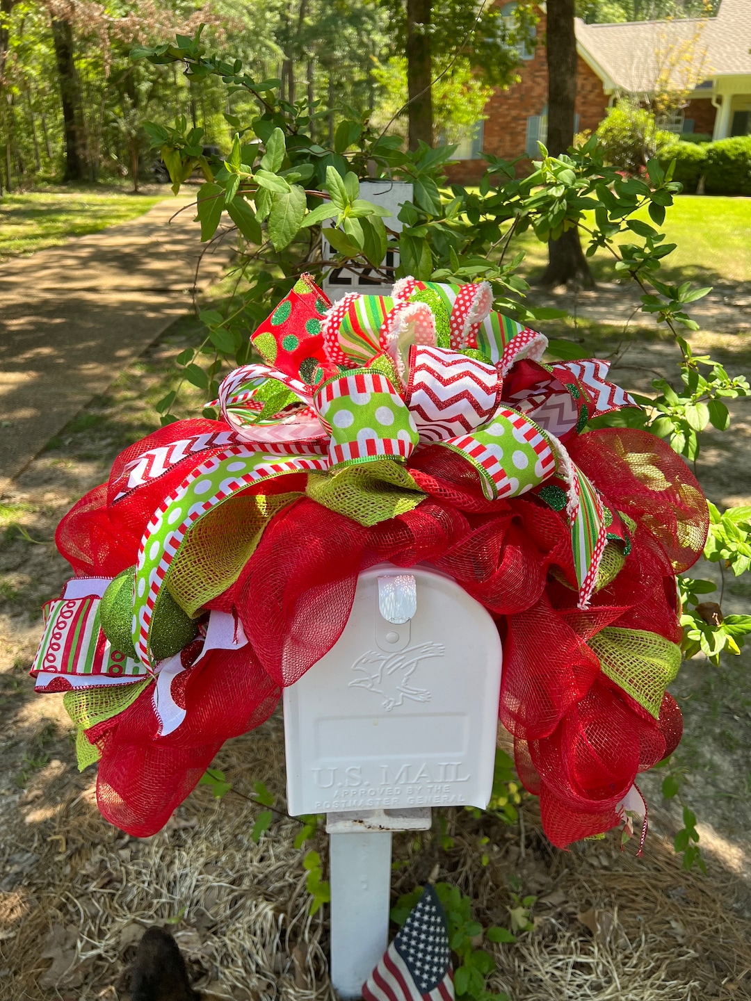 Christmas Mailbox Swag, Large Christmas Centerpiece, Mailbox Garland ...