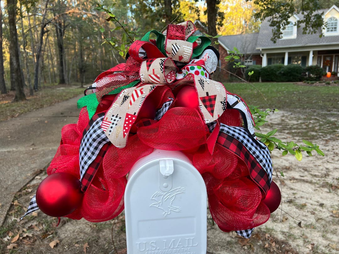 Christmas Mailbox Swag, Large Christmas Centerpiece, Mailbox Garland ...