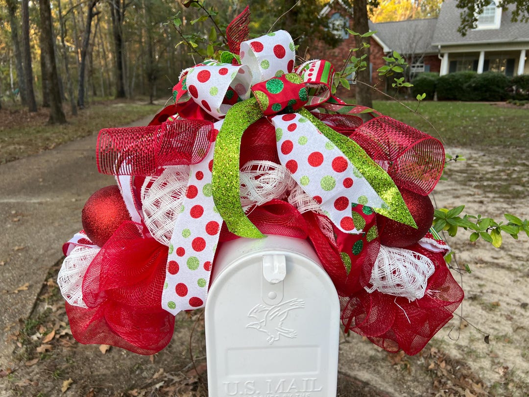 Christmas Mailbox Swag, Large Christmas Centerpiece, Mailbox Garland ...