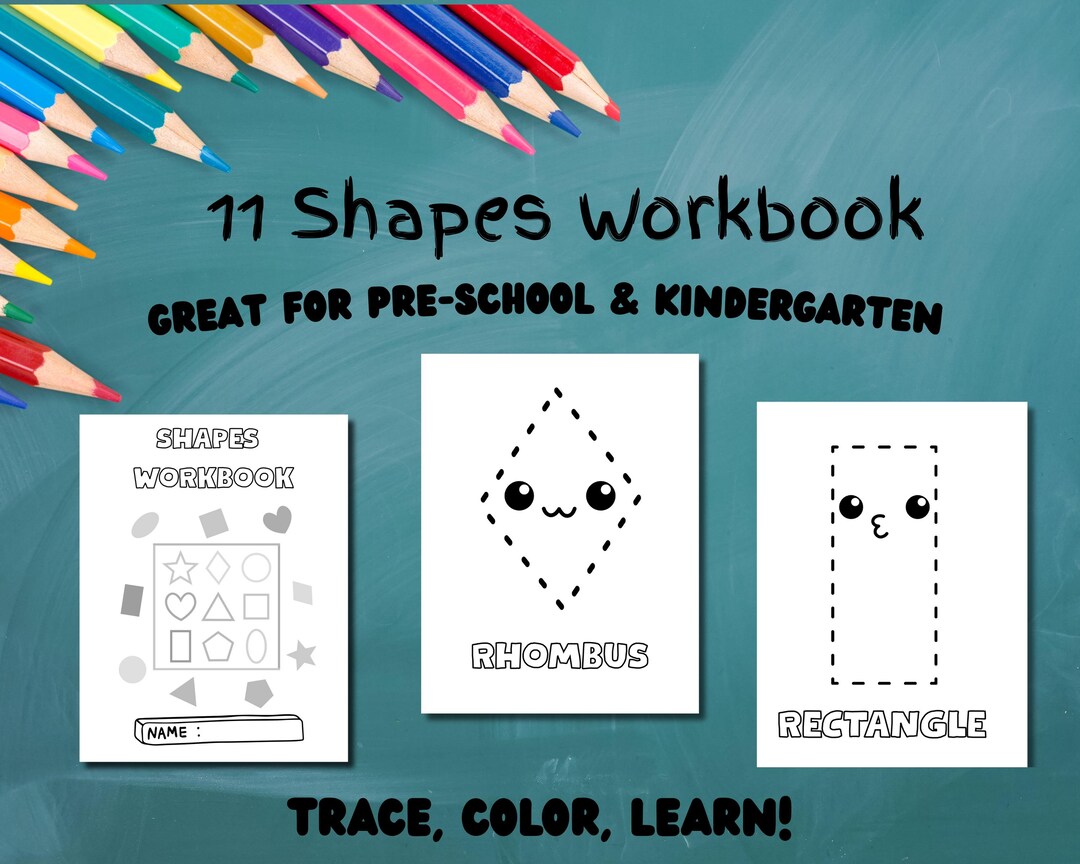 11 Shapes Workbook Printable – Preschool & Kindergarten Shape Tracing ...