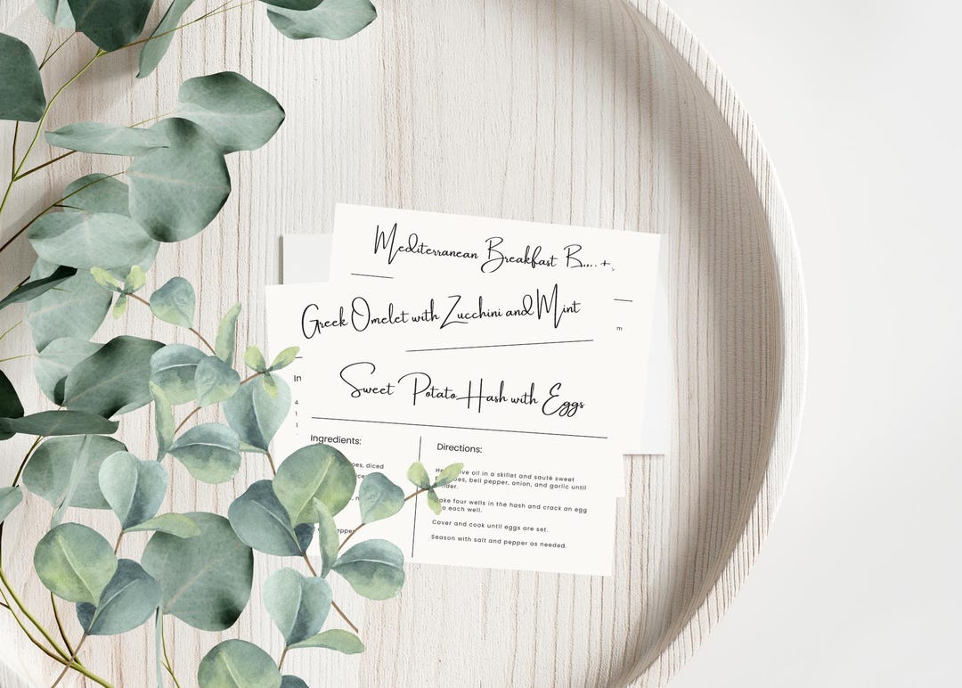 Mediterranean Breakfast Recipe Cards | Instant Download | Healthy ...