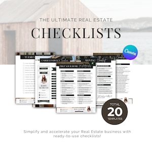 20 Real Estate Checklist Bundle Canva Marketing Listing Templates Daily ...