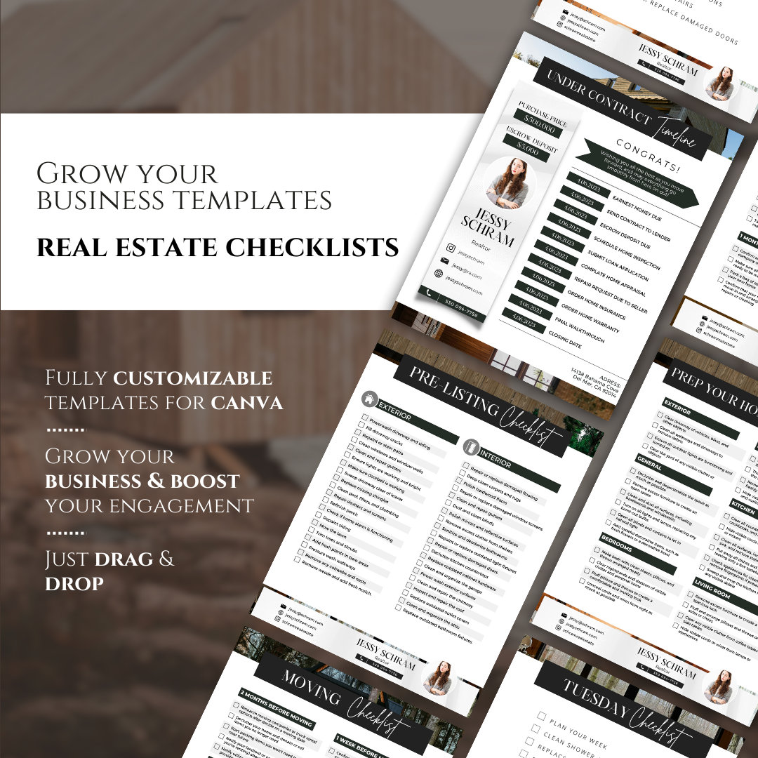 20 Real Estate Checklist Bundle Canva Marketing Listing Templates Daily ...