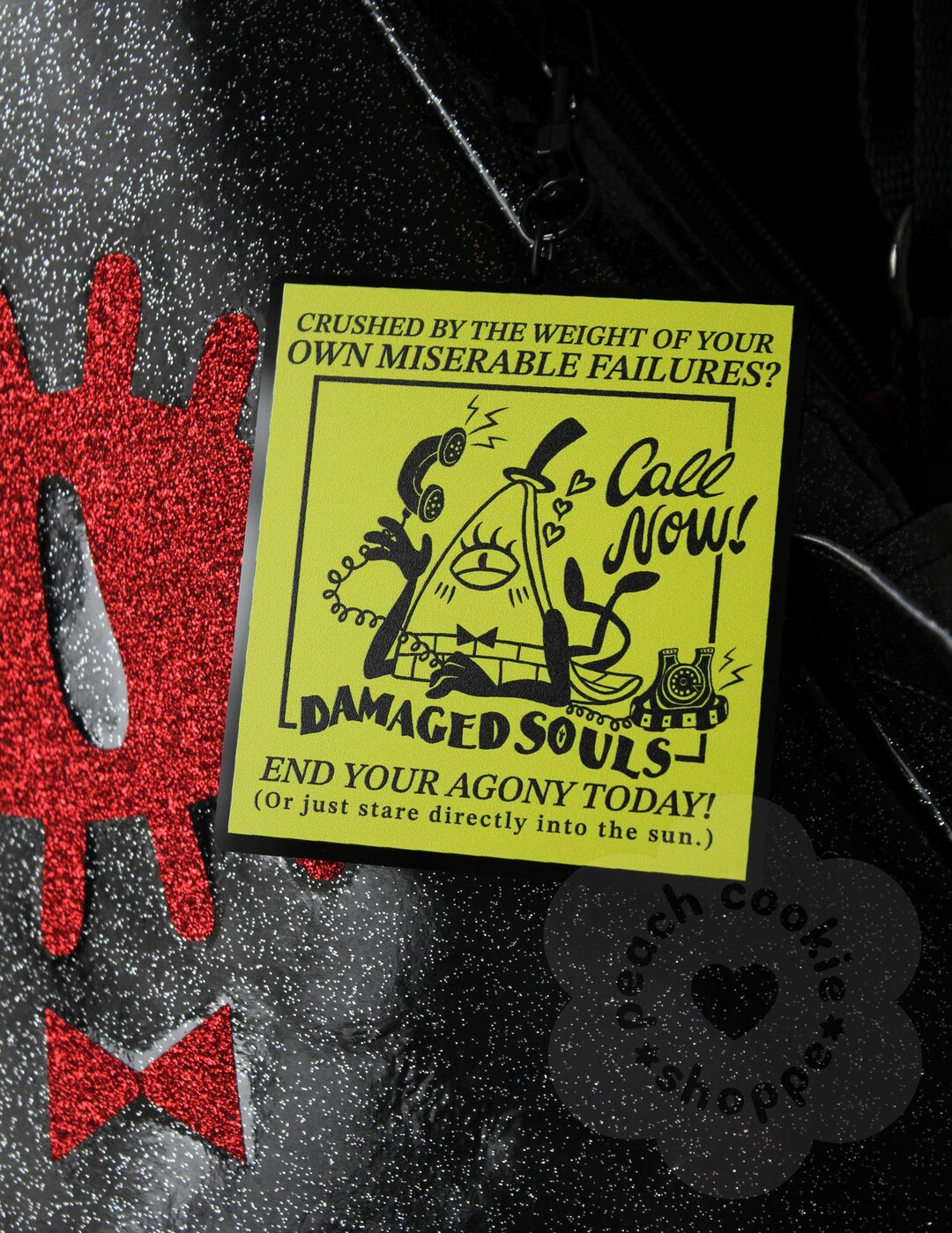 DEMONIC TRIANGLE GUY : Yellow Bill Cipher Keychain 'damaged Souls ...