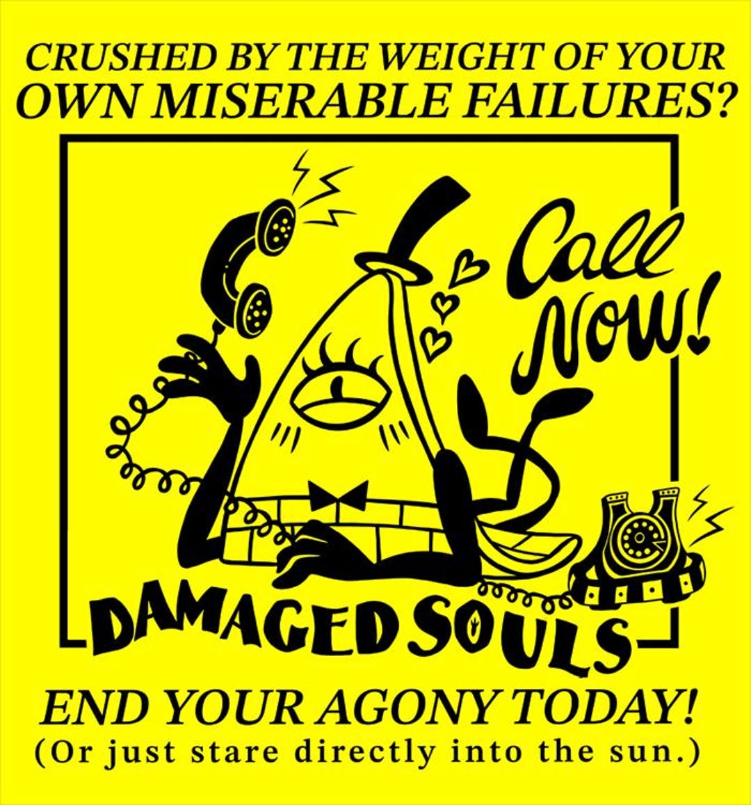 DEMONIC TRIANGLE GUY : Pre Order Matte Yellow Vinyl Sticker 'damaged ...
