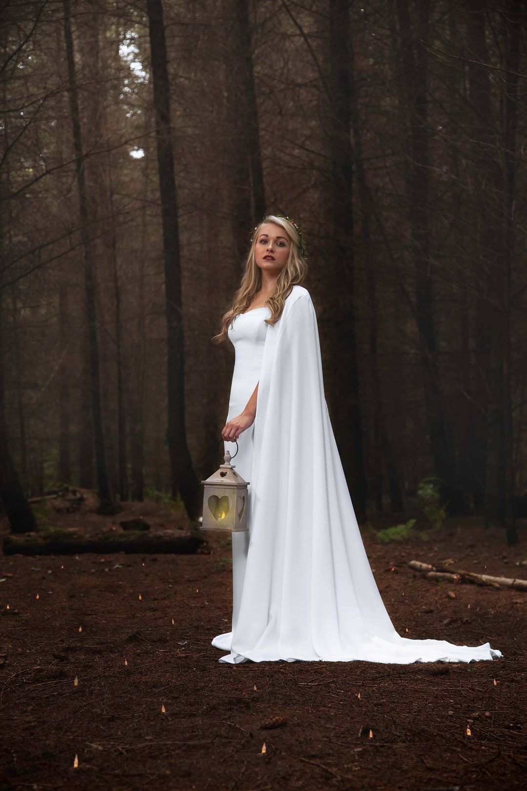 Strapless Column Dress With a Matching Voluminous Floor-length Cape - Etsy