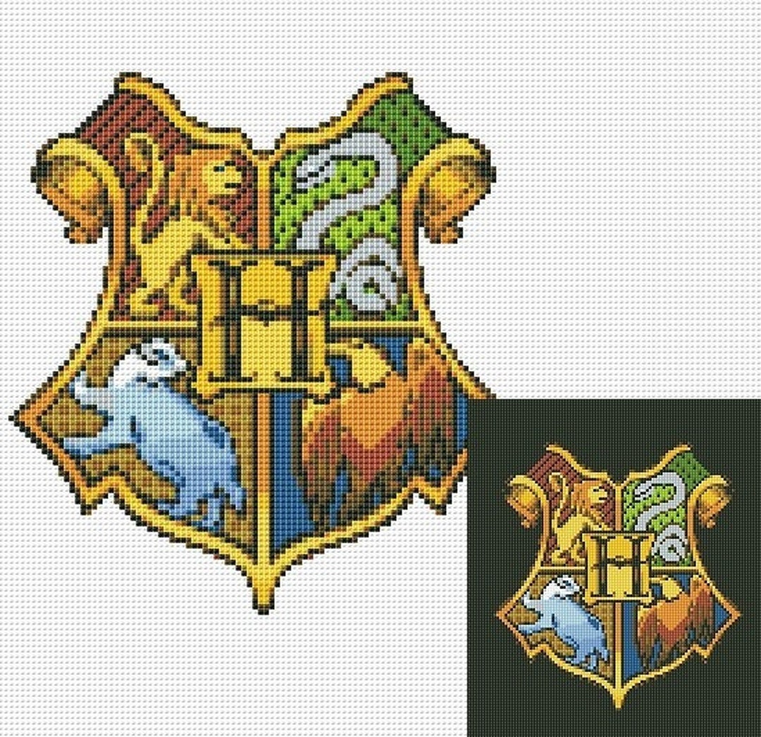 Hogwarts Crest Cross Stitch Pattern Harry Hogwart School Emblem Logo ...