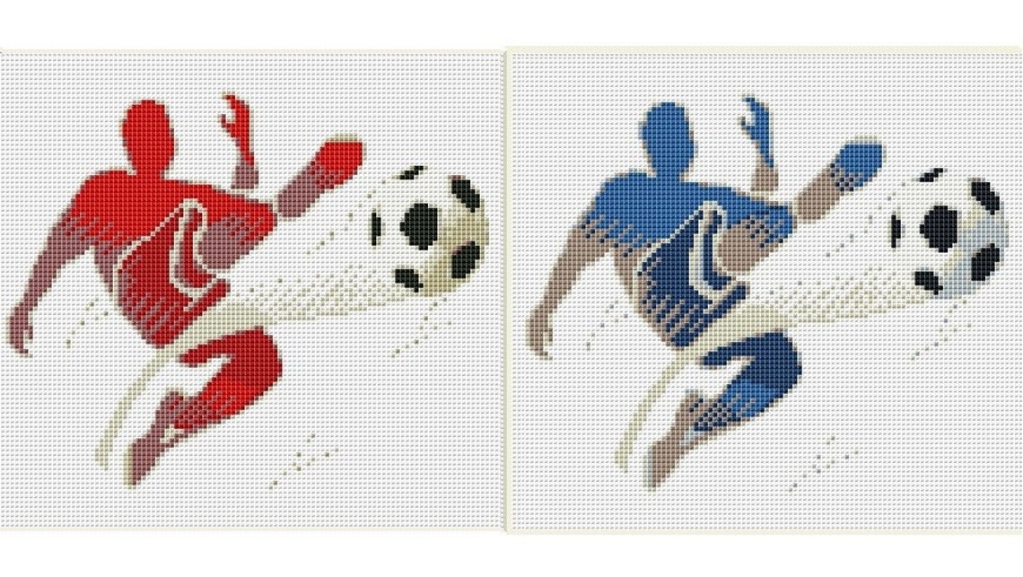 Football Player Cross Stitch Pattern Soccer Ball Sport Fans Gift ...