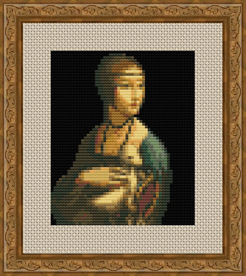 Set of 3 Leonardo Da Vinci Mini Cross Stitch Pattern Mona Lisa La ...